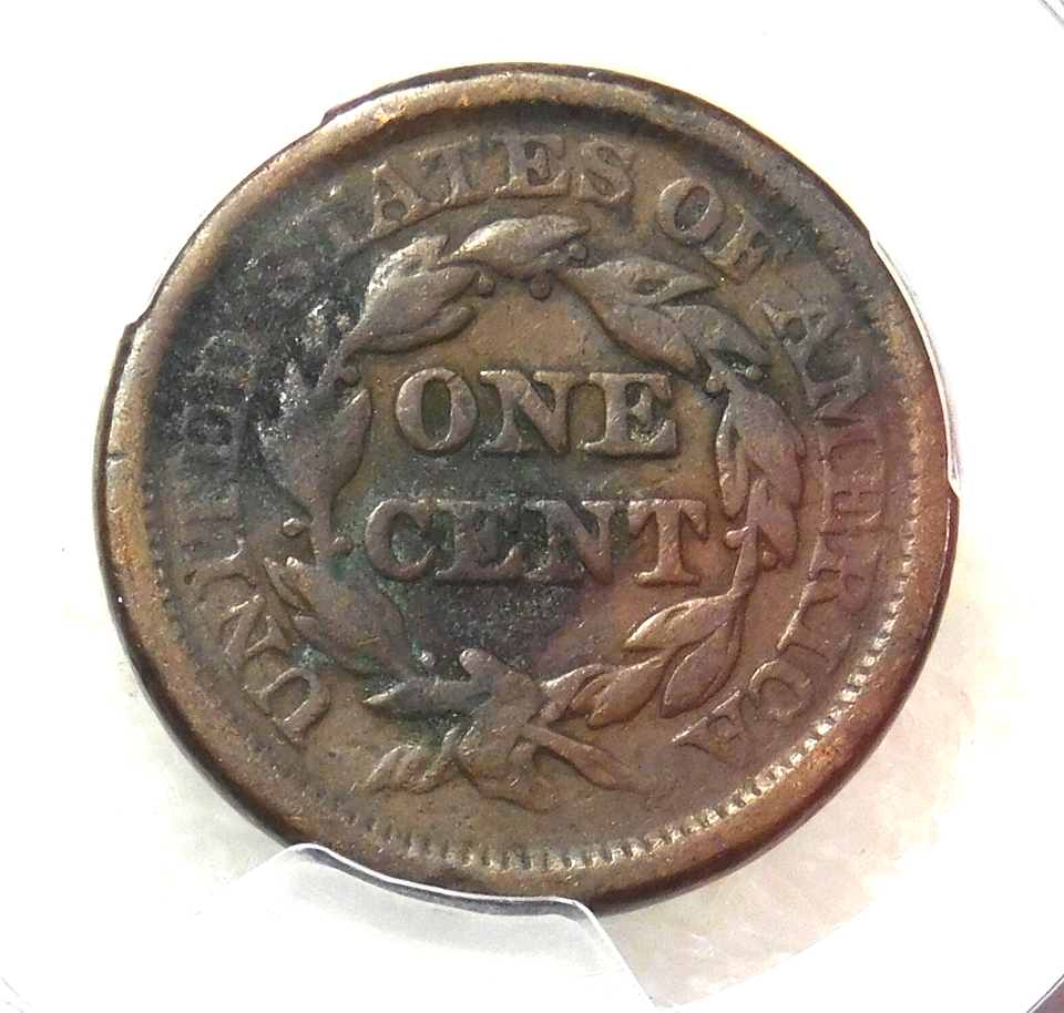 1846 Braided Hair Large Cent PCGS F Det. Small Date Just Graded New ...