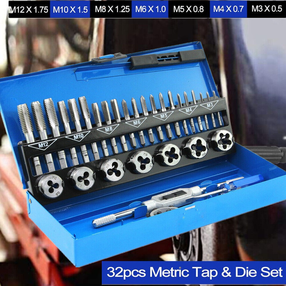 32pcs Tap and Die Set Metric Hardened Steel Tool Set Threading ...