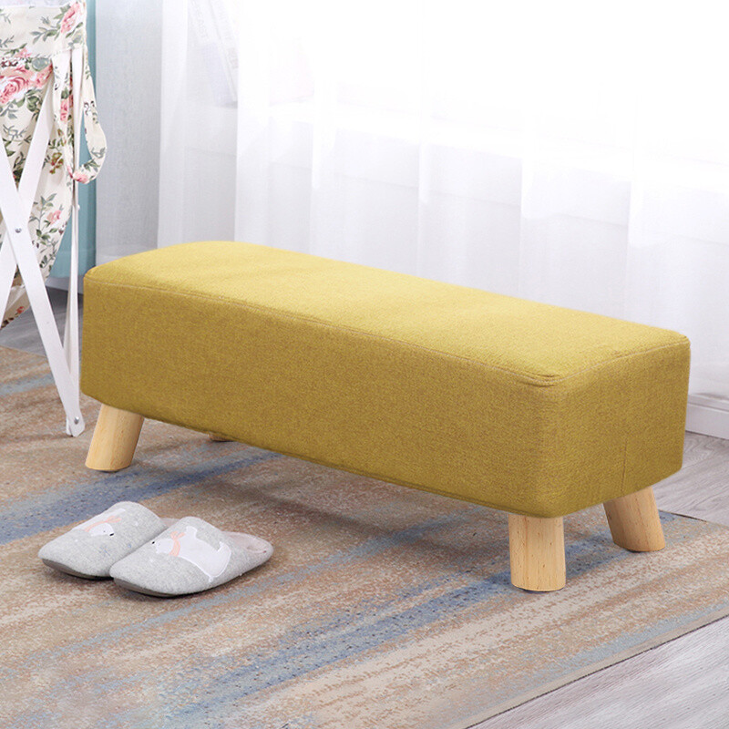 Padded Large Footstool Ottoman Rectangle Square Pouffe Bench Stool Wood ...