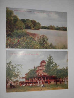 ST. JOSEPH MI - 2 OLD POSTCARDS - EMERY ISLAND - EMERY RESORT | eBay