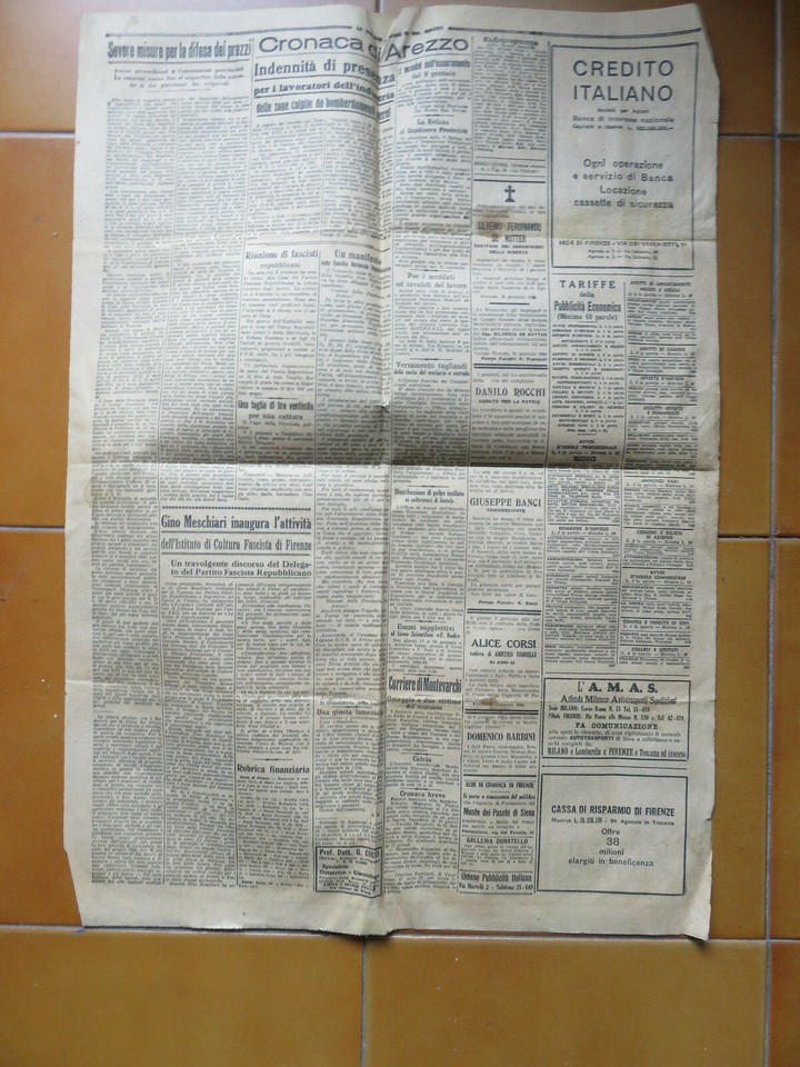Magazine Newspaper EPOCA LA NAZIONE January 11, 1944 Morning Edition ...