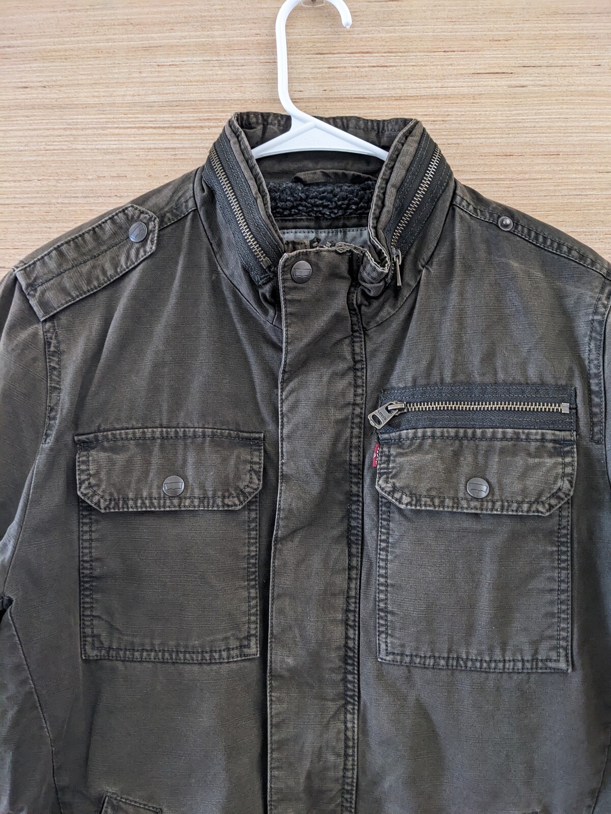 Levis Mens Military Jacket Brown Small Sherpa Lined L… - Gem