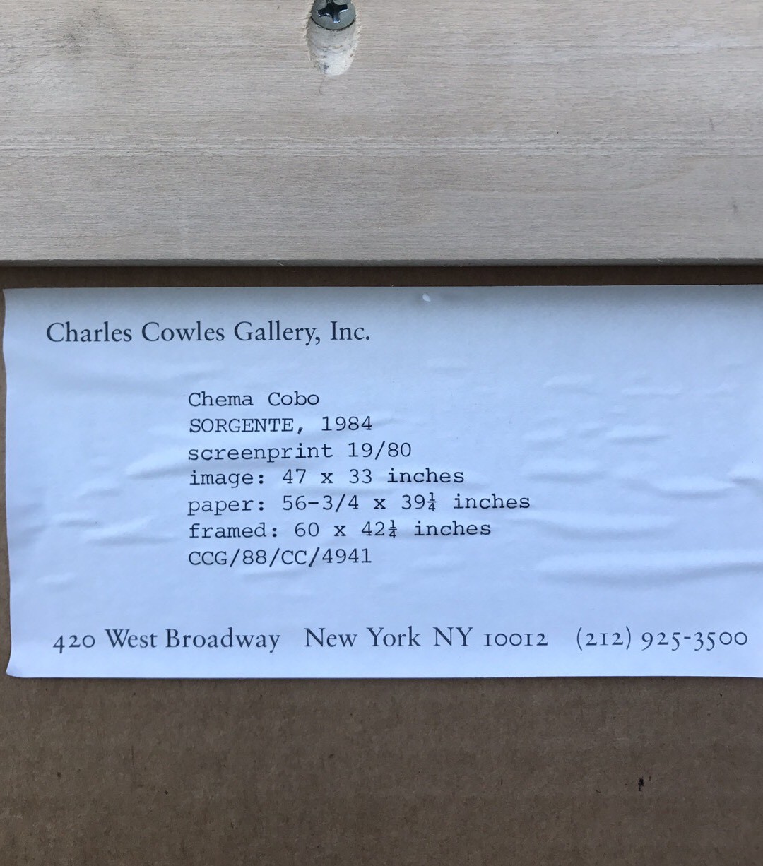 Signed Spanish Contemporary Serigraph By Chema Cobo. Charles Cowles ...