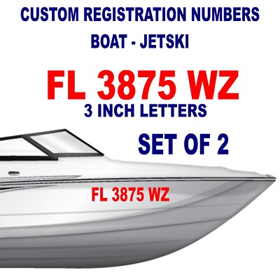 BOAT REGISTRATION NUMBERS PWC REGISTRATION NUMBERS DECAL STICKER HULL ...