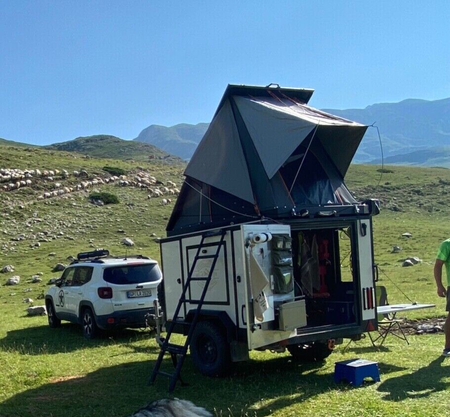 Offroad SMARTCAMP Anhänger / Alucab Dachzelt / 270° Markise / f. Moped / E-Bike | eBay