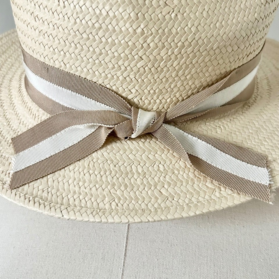 NEW Madewell Biltmore Straw Hat Panama Style Ribbon Bow Women's | eBay