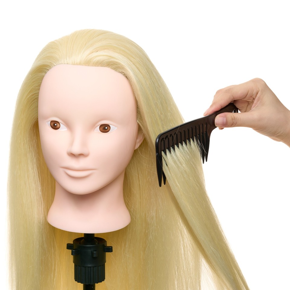 24 inch 50% Real Human Hair Training Head Hairdressing Makeup Mannequin ...