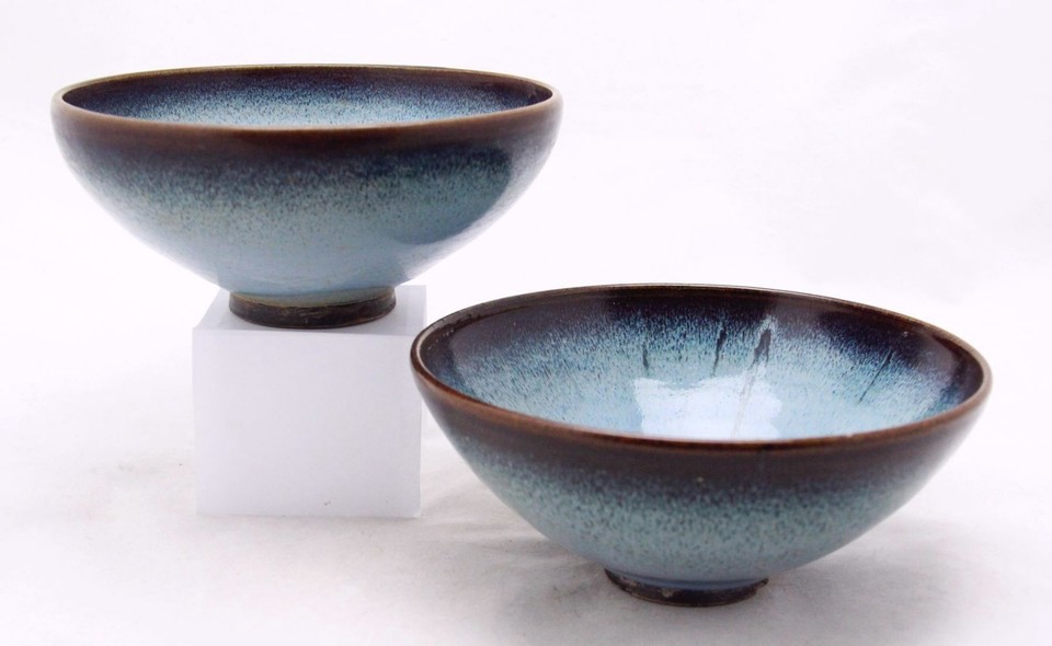 2x antique blue Junyao Chinese ceramic bowl, Jun ware, diameter top ...