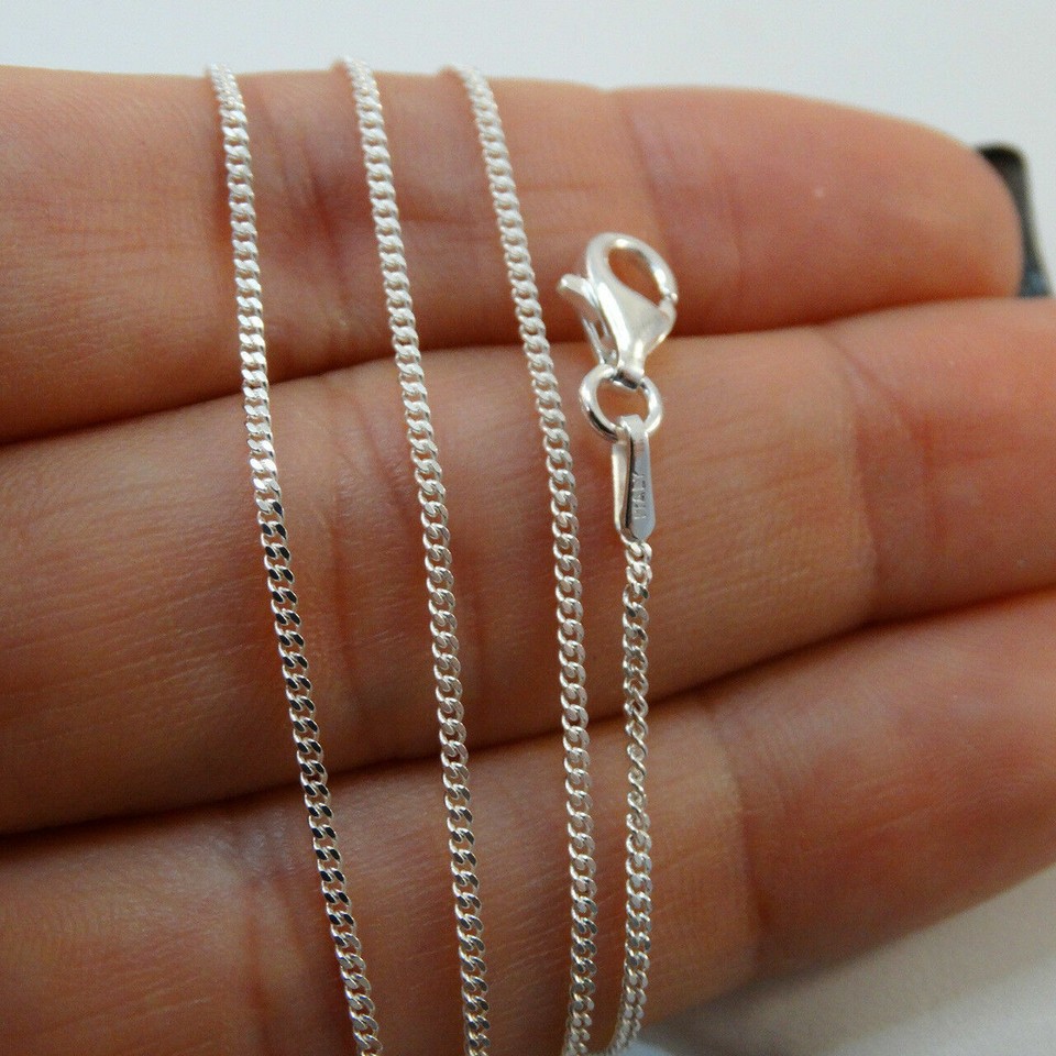 925 Solid Sterling Silver Curb Cuban Men's Women's 2MM Chain Necklace ...