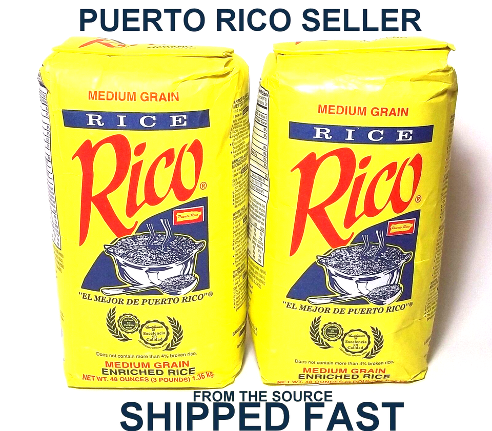 2 Bags Rice Arroz Rico Medium Grain Puerto Rico Flag Food Spanish Latin ...