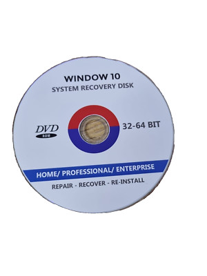 Recovery DVD for Windows 10 Professional and Home Reinstall Fix Repair ...
