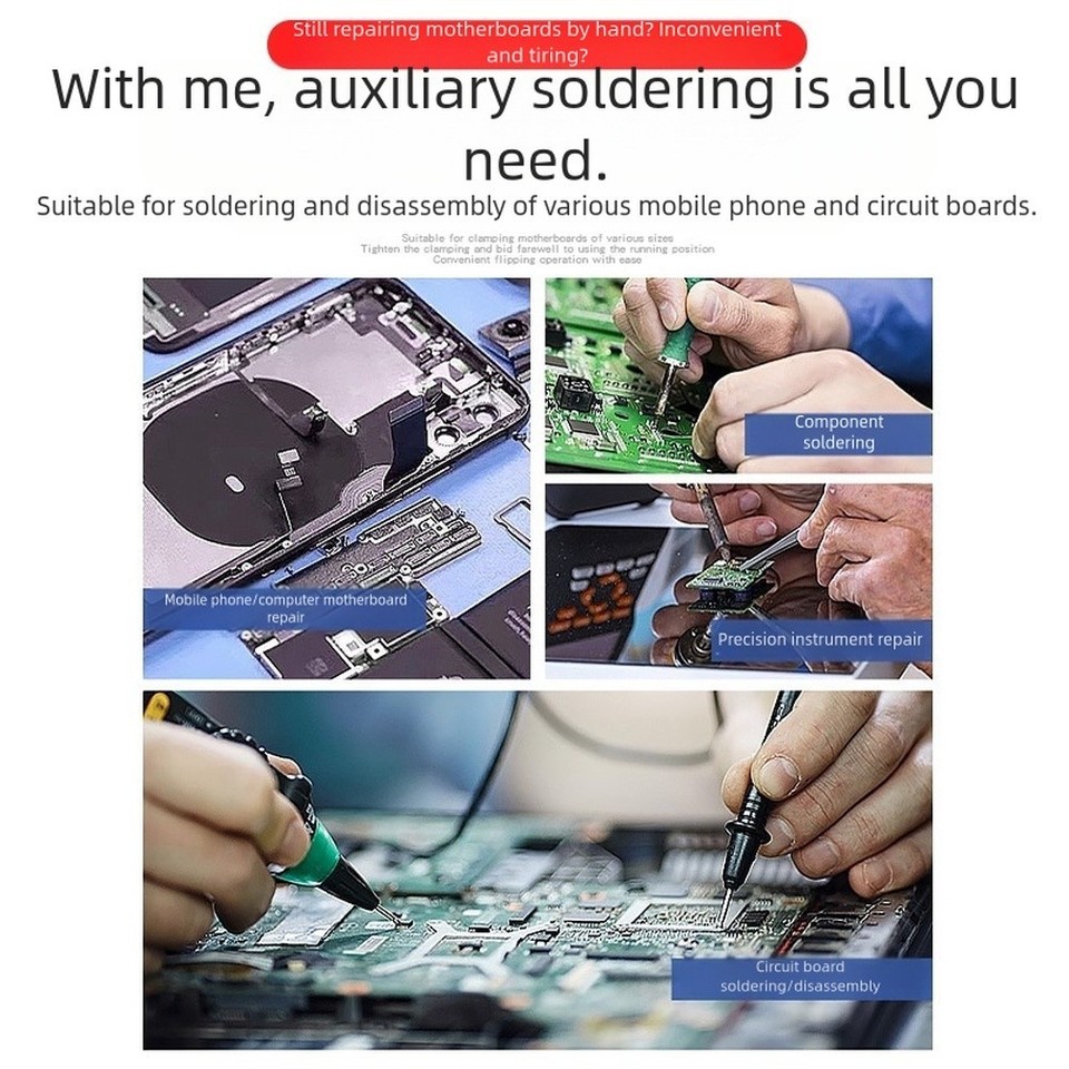 Rotating Adjustable Circuit Board Holder Clamp with Soldering Iron Rest ...