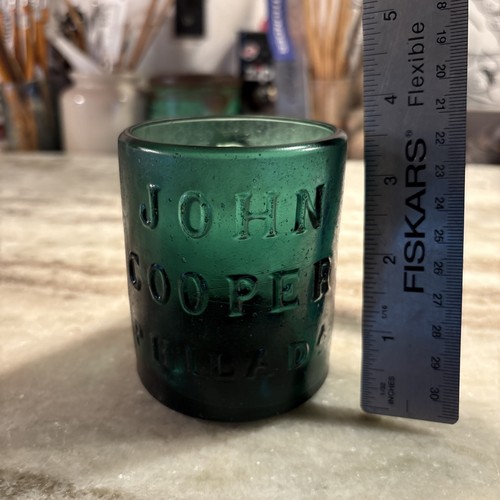 John Cooper Antique Bottle Glass 1850-1855 Philadelphia Beautiful Emerald Green | eBay