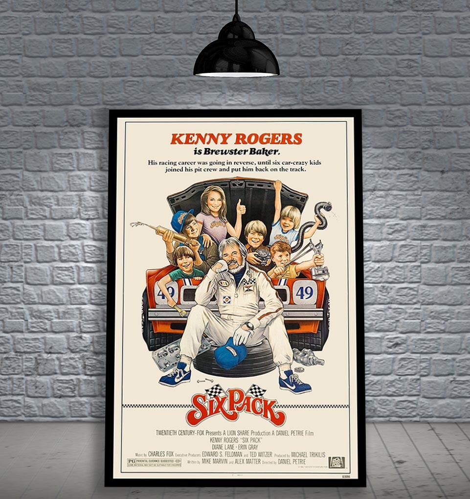 SIX PACK 1982 KENNY ROGERS FRAMED MOVIE POSTER PRINT CINEMA A1 & 60X40 ...