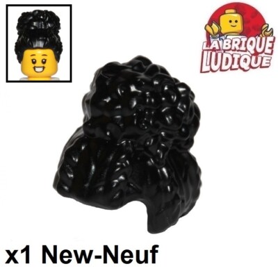 Lego 1x Minifig cheveux hair Coiled Large High Bun chignon noir/black ...
