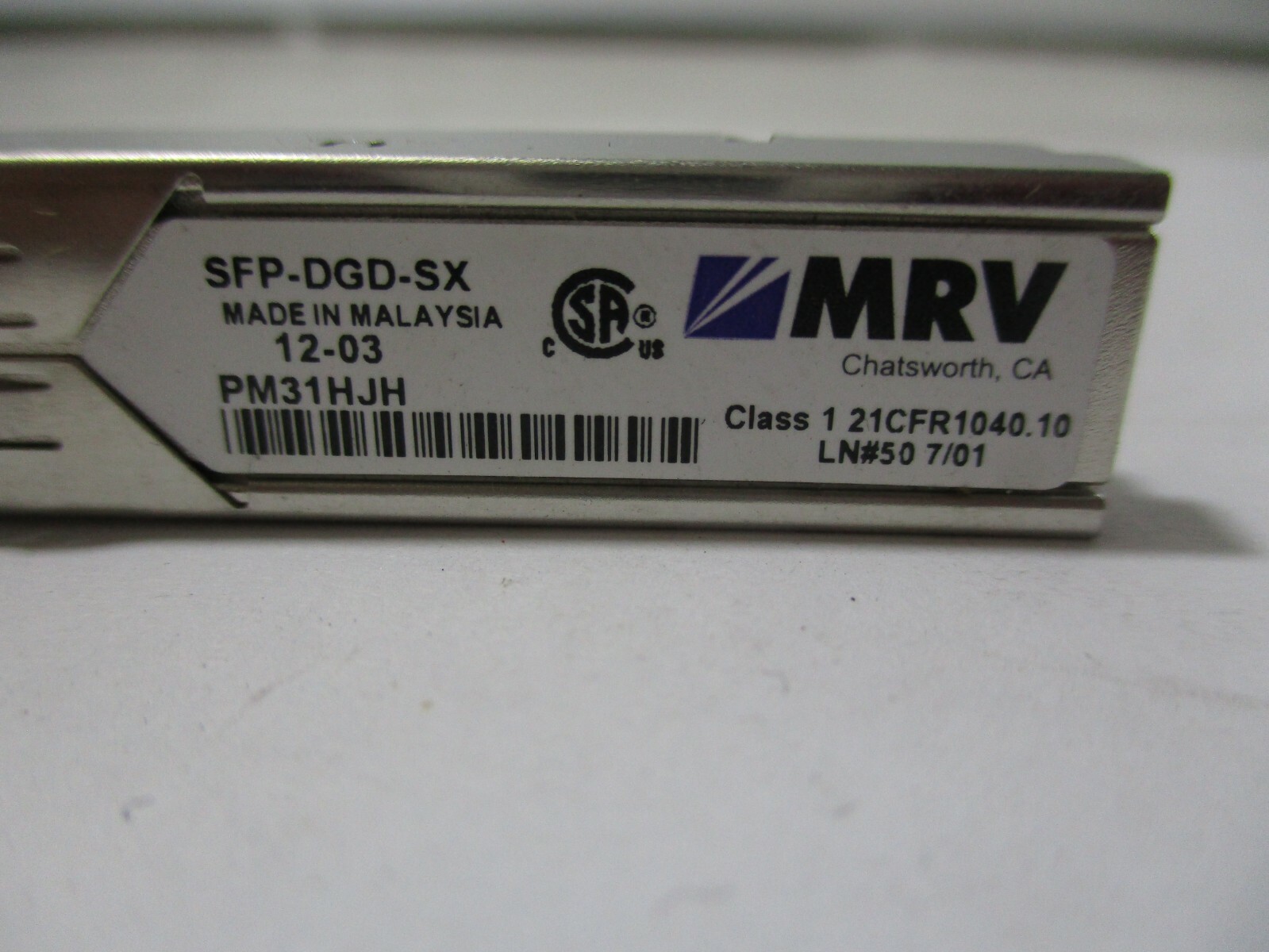 LOT OF 7 MRV SFP-DGD-SX SFP Dual Rate 1/2.1 Gb/s SX 1000Base-SX GigE MM ...