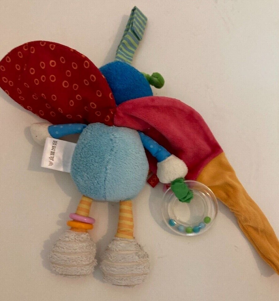 HABA Beetle Bodo Plush Baby Toy Interactive Rattle Crinkle Mirror Crib ...