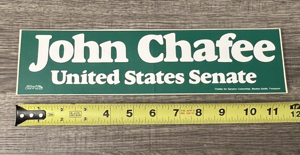 Vintage John Chafee US Senate (R) Rhode Island Political Bumper Sticker ...