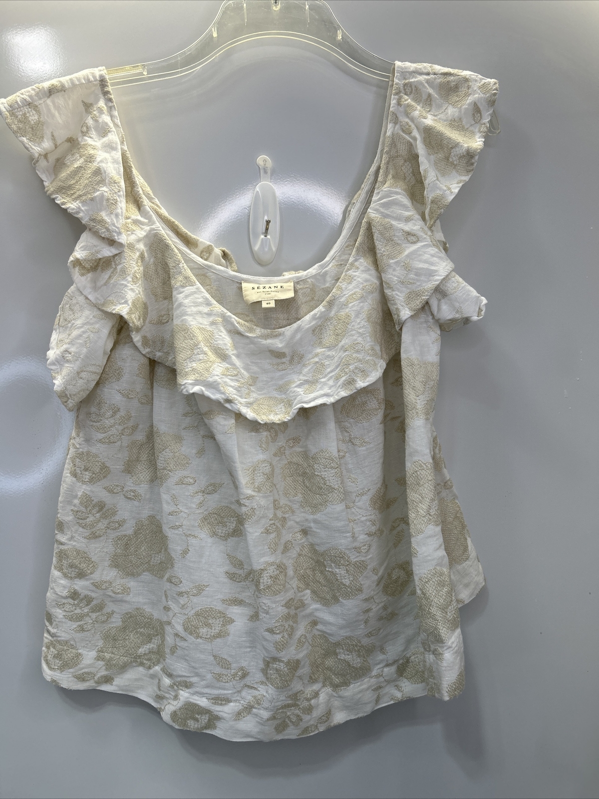 Sezane Rue Saint-Fiacre Ivory Blouse Size 40 Large - Gem
