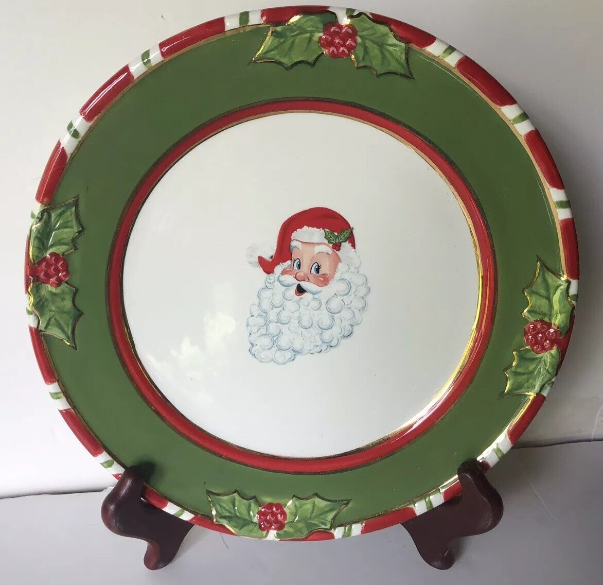 Christopher Radko Letters To Santa Salad Plate, 9", Santa Face Green ...