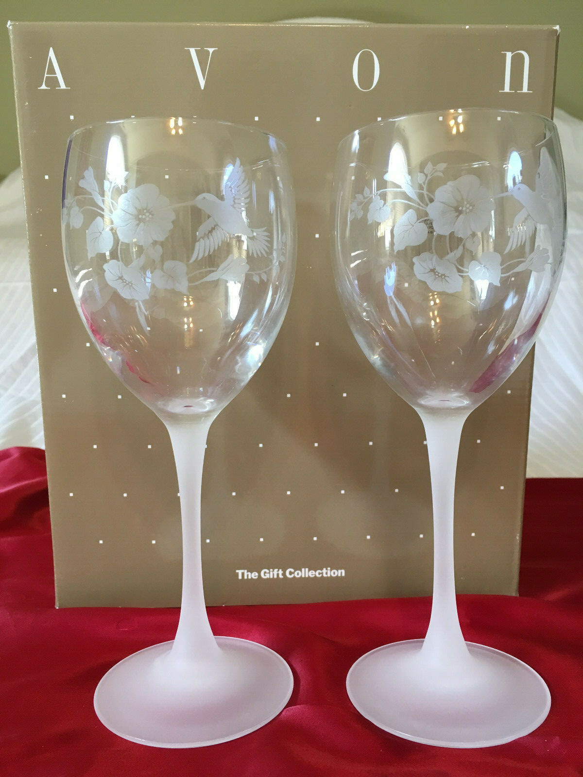 NEW in Box Avon Hummingbird Crystal Goblets, 24% Lead Crystal, Set of 2 ...