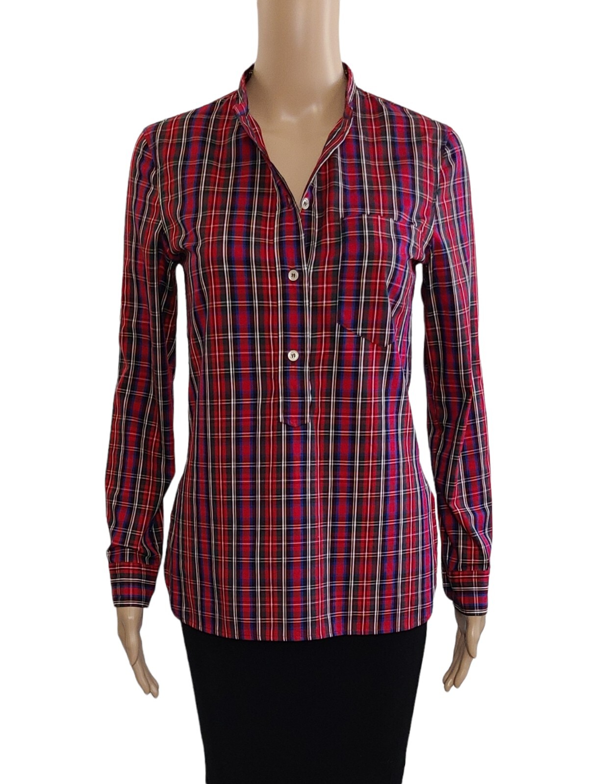 ISABEL MARANT ETOILE Red Plaid Partial Button Front L… - Gem