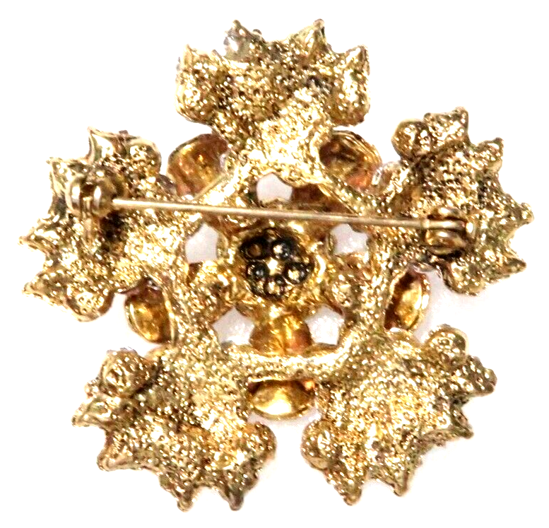 VINTAGE STUNNING GOLD TONE AMETHYS COLOR CRYSTAL PIN BROOCH | eBay