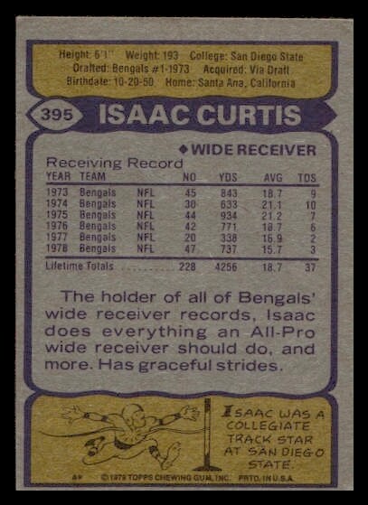 1979 Topps #395 Isaac Curtis Cincinnati Bengals | eBay