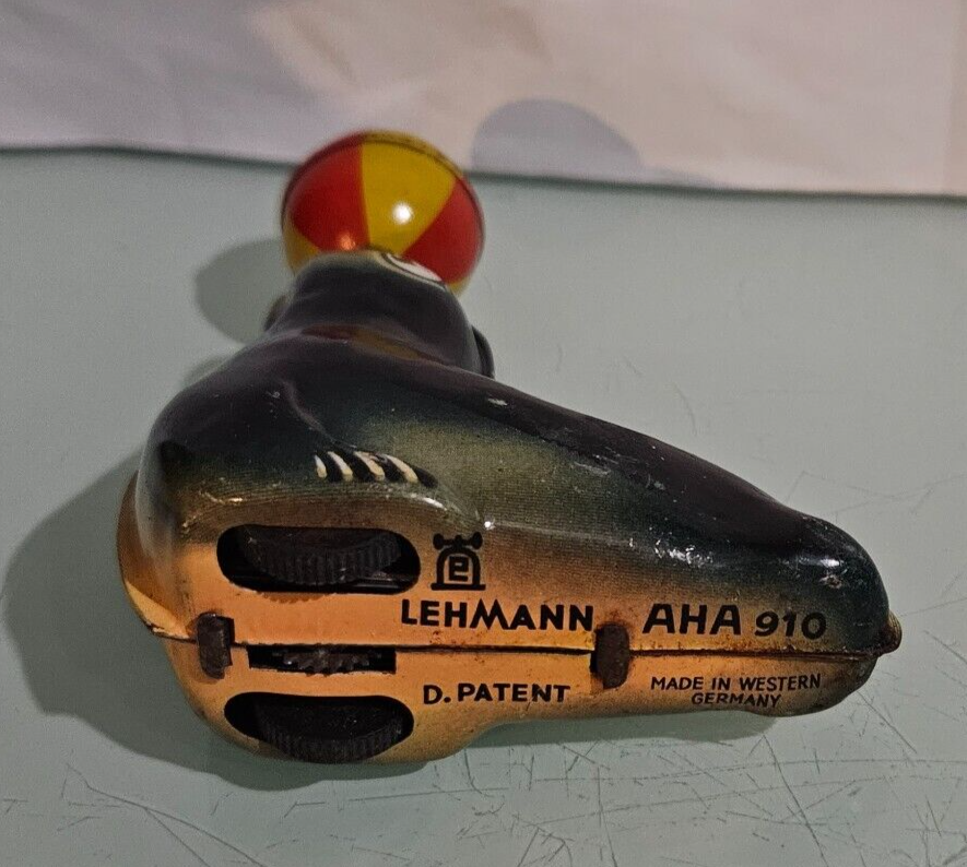 vintage rolling tin LEHMANN AHA 910 SEAL WITH BALL friction toy west ...