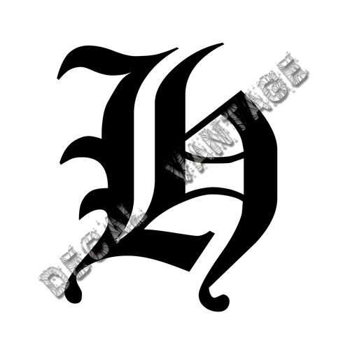 Old English H Letter Initial Vinyl Sticker Decal Font Diploma Choose ...