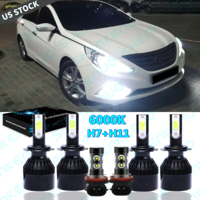 For Hyundai Sonata 2011 2012 2013 2014 LED Headlight Bulbs + Fog Lamp ...