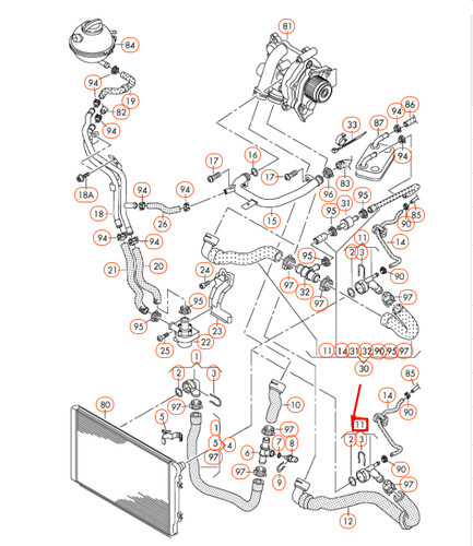 NEW VW TIGUAN 5N RADIATOR COOLANT HOSE COUPLING ADAPTER 5N0122291 OEM ...