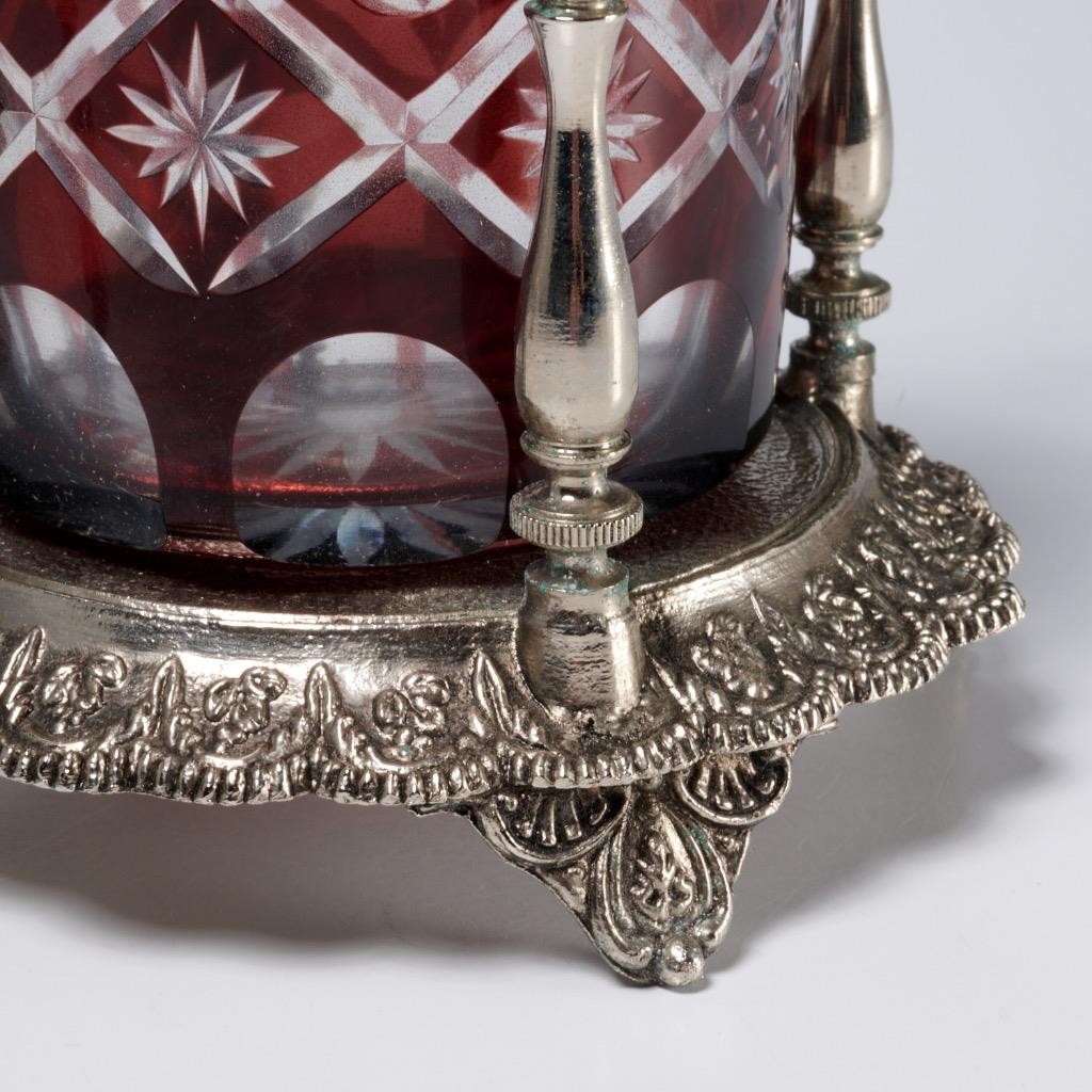 Vintage Silver Plated Pickle Jar Castor Set w/Tongs Amethyst Cut To ...