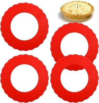 4 Pcs Mini Pie Crust Shields, Silicone Pie Pan Shield for Baking, Mini ...