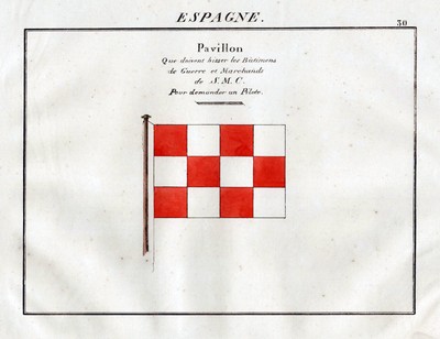 Spain España Flag Navy Naval Flag Maritime Lithography 1820 | eBay ...