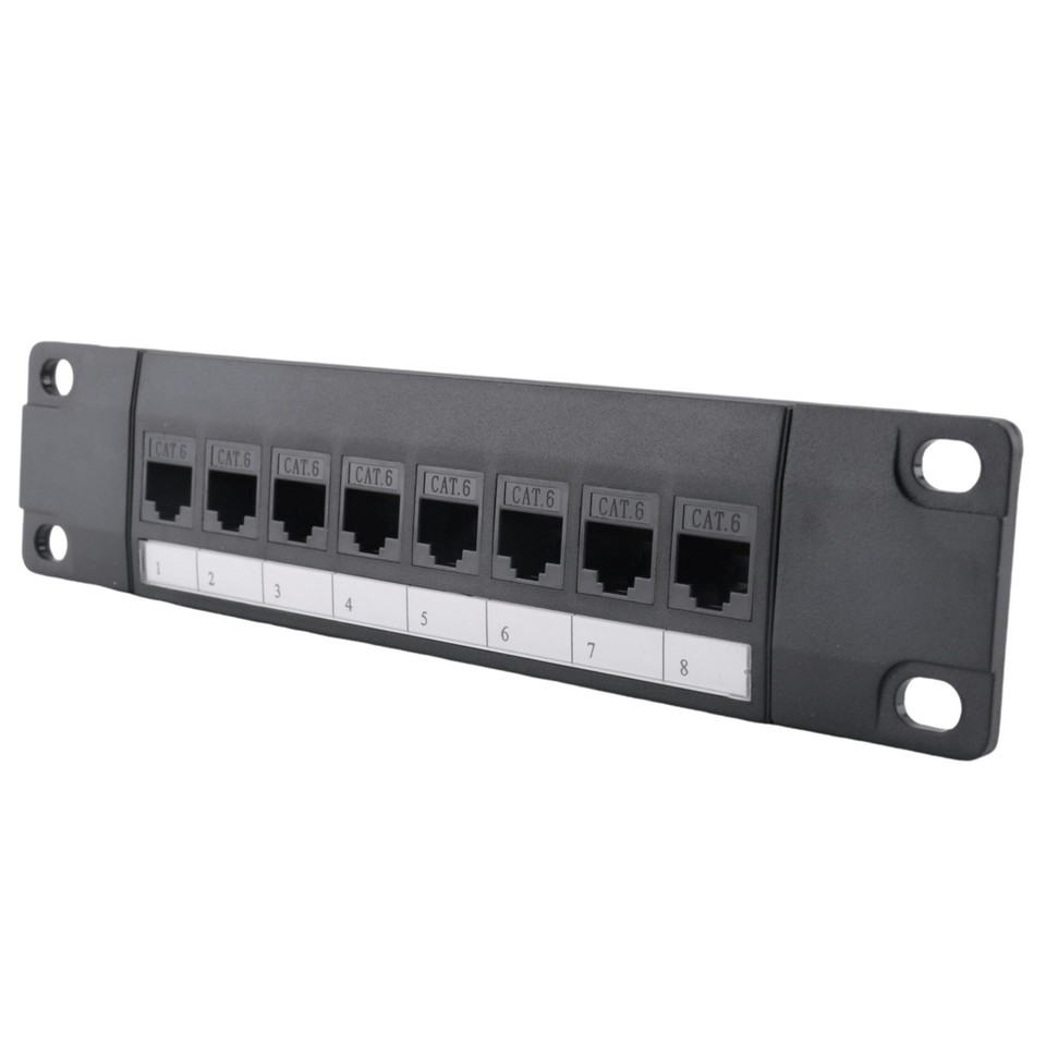 8 Port Straight-Through CAT6 Patch Panel RJ45 Cable Adapter Jack ...
