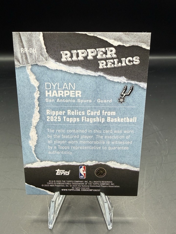 2025-26 Topps Dylan Harper Ripper Relics Surge /99 Player-Worn Mem RC ...