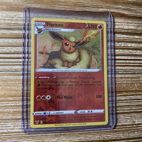 Flareon 026/185 Reverse Holo Rare 2020 Pokemon Card Vivid Voltage NM ...