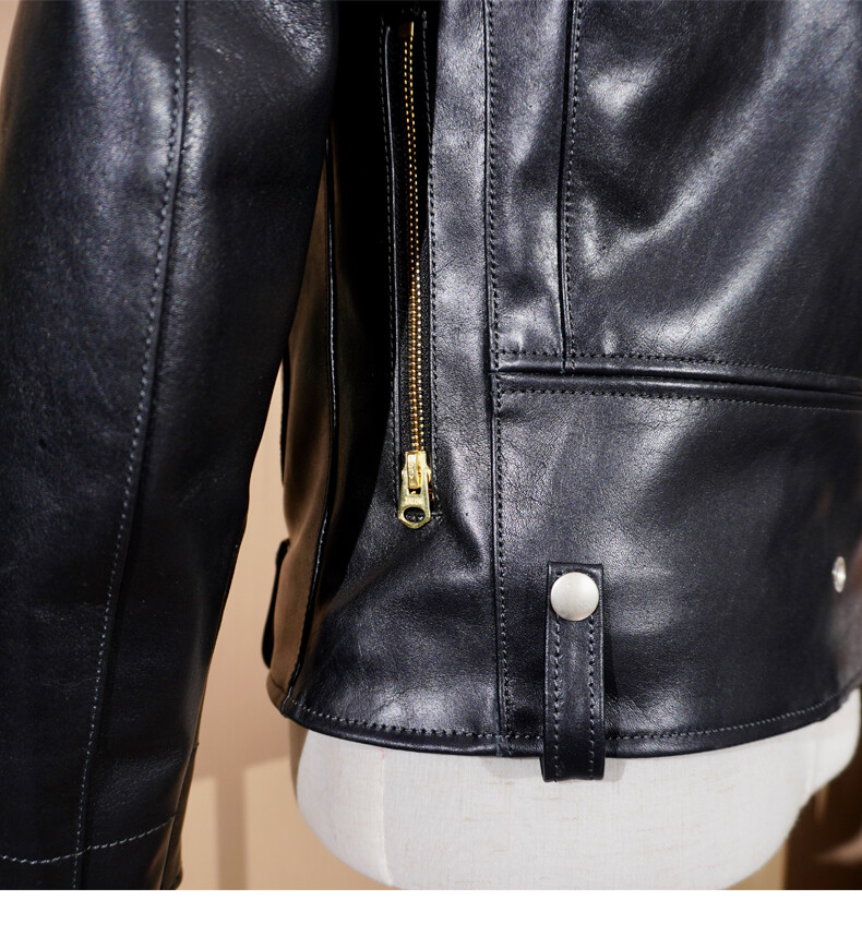 American Vintage Slash Jacket Cowhide Leather Jacket Biker Short ...