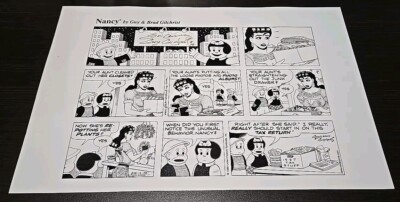 Nancy Comic Strip 11x17 Signed By Artist Guy Gilchrist 4.12.98 Art ...