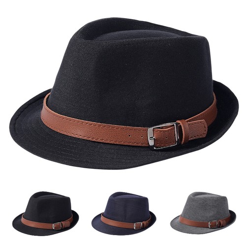 Men Classic Solid Woolen Jazz Fedora Hat Trilby Outdoor Travel Retro ...