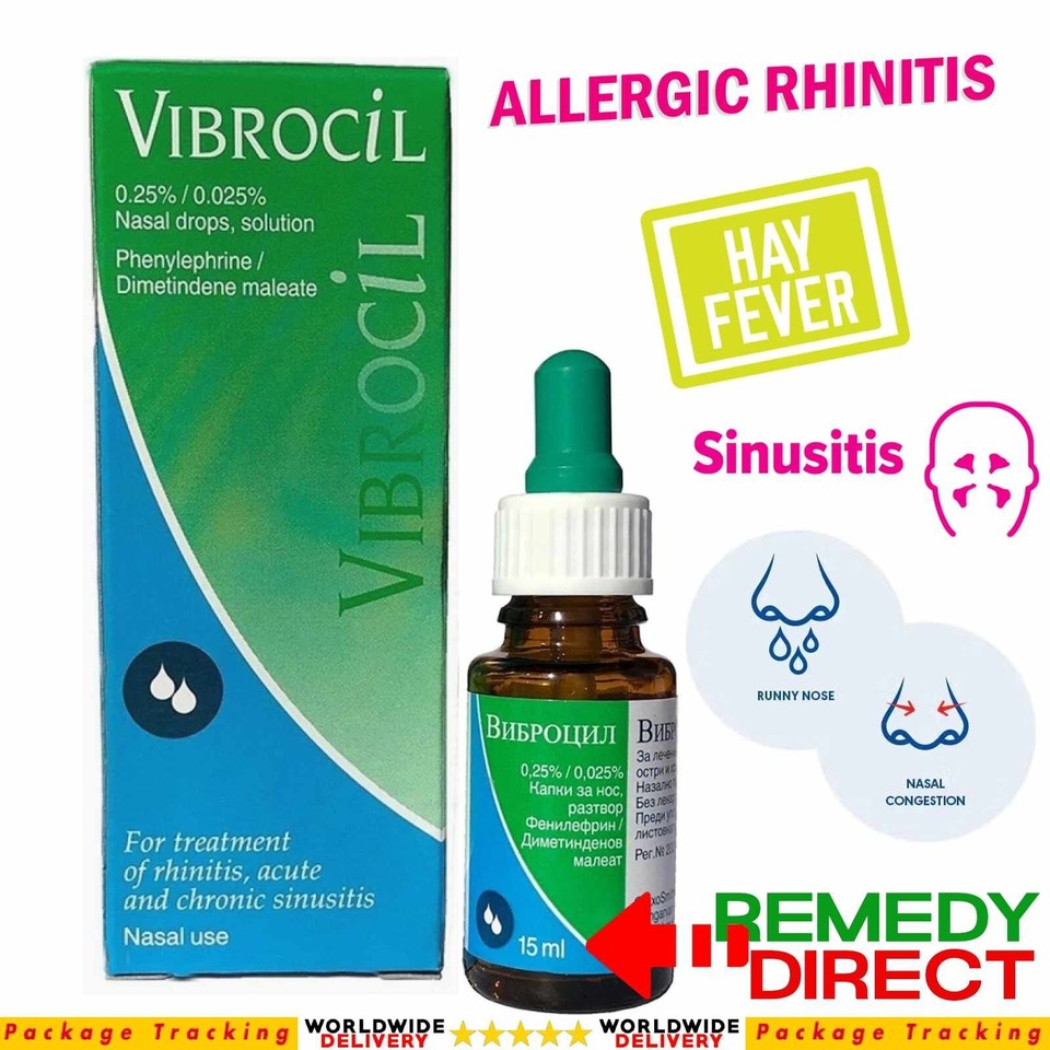 VIBROCIL Nasal Congestion Drops 15ml Rhinitis, Sinusitis, Allergy, GSK ...