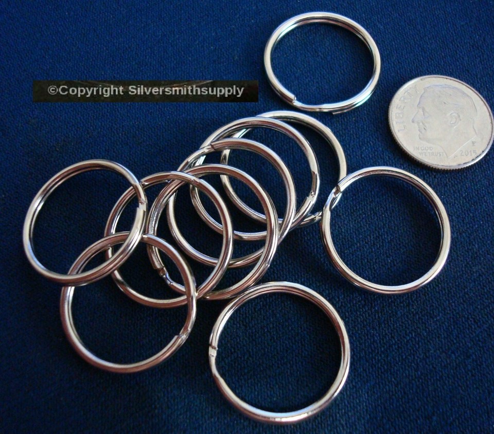 10 Split key rings 20mm split rings, clasp charm jump rings white gold ...