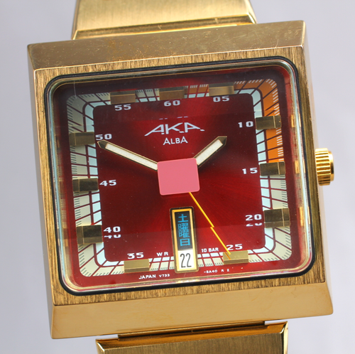 [Near MINT in Box Paper] SEIKO AKA Alba V733-5A40 Quartz Red Dial Men's ...