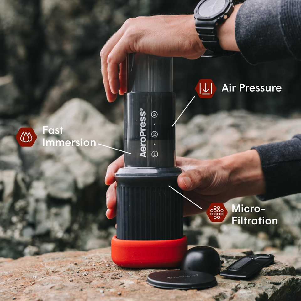 Aeropress Go Portable Travel Coffee Press Kit, 1-3 Cups in a Minute ...