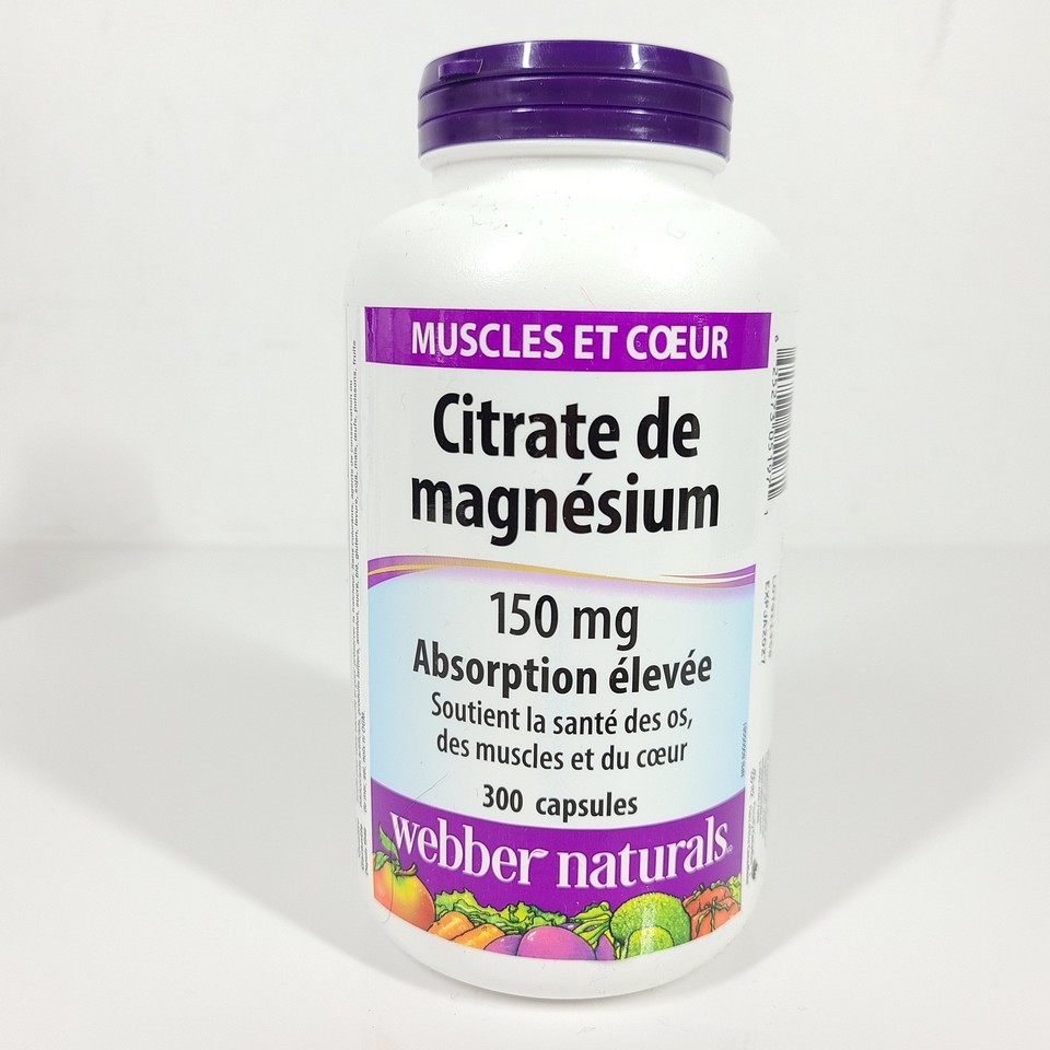 300 Capsules Webber Magnesium Citrate High Absorption 150mg Heart Bone ...
