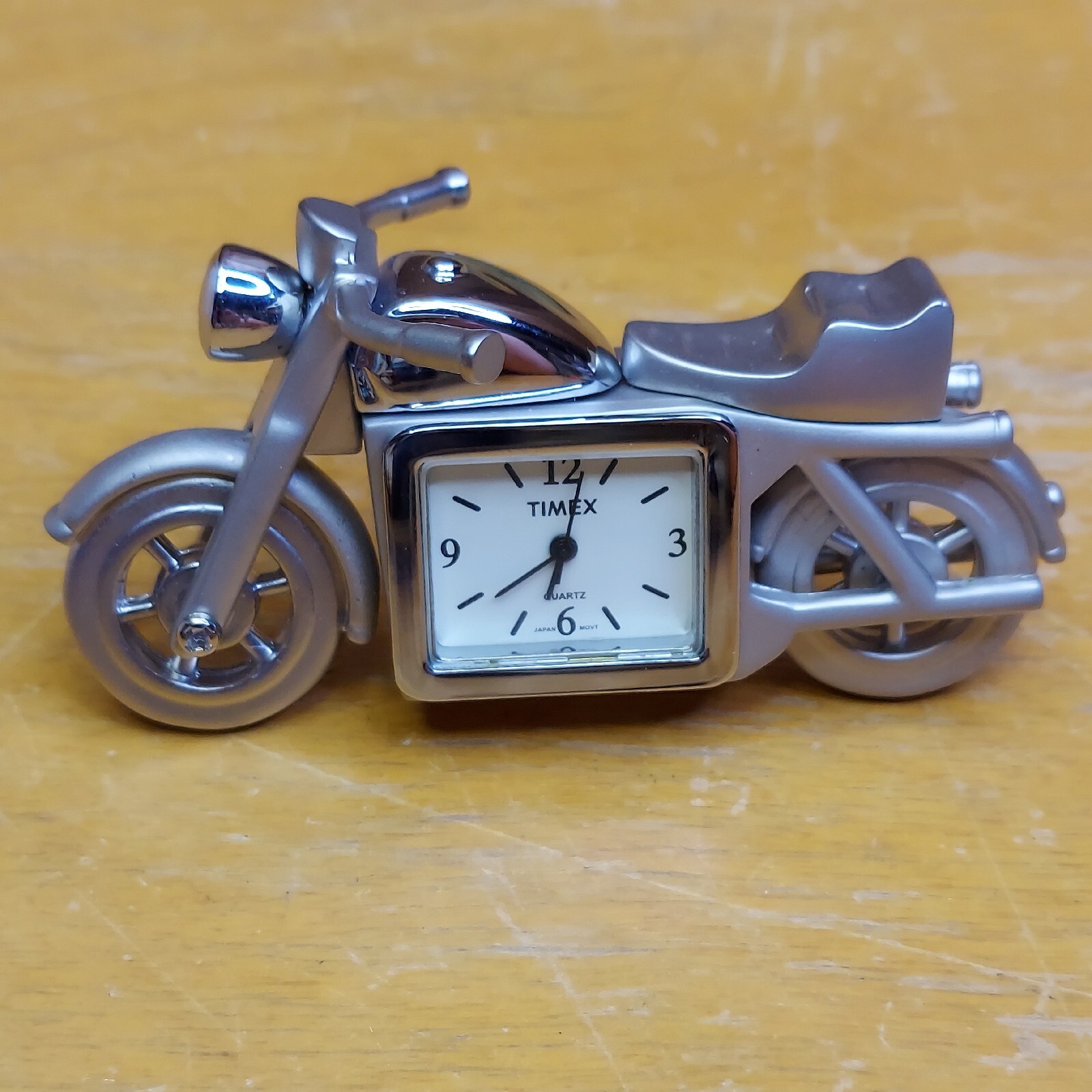Vintage Timex Motorcycle Collectible Mini Clock Silver Tone Art Decor ...