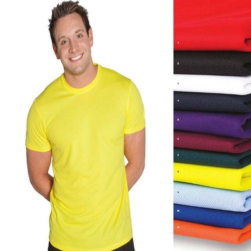 Mens Podium Poly Tee Shirt Gym Quick Dry Sports Team Club T-Shirt NEW ...