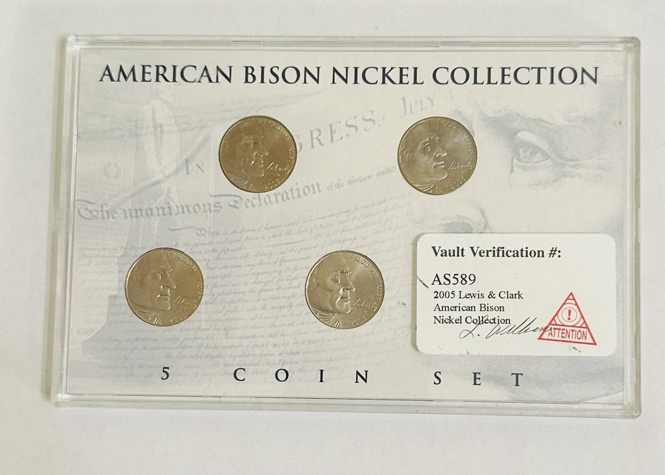 2005 American BISON Nickel Collection Vault VERIFICATION #AS589 5 Coin ...