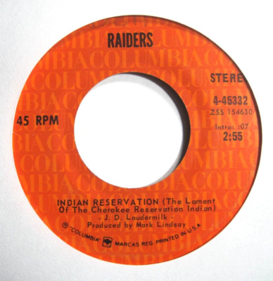 RAIDERS * 45 * Indian Reservation * 1971 * Used, G+/ VG USA ORIGINAL ...